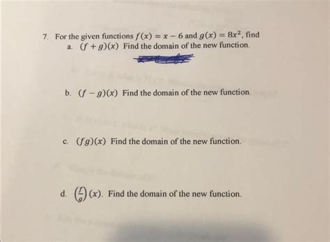 solved 7 for the given functions f x x−6 and g x 8x2