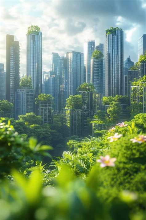 Sustainable City 3d Rendering Of A Green City Skyline Showcasing