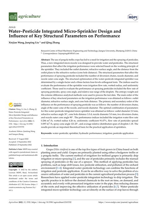 Pdf Waterpesticide Integrated Micro Sprinkler Design And Influence