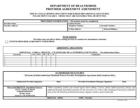 New Mexico Provider Agreement Amendment Form Fill Out Sign Online