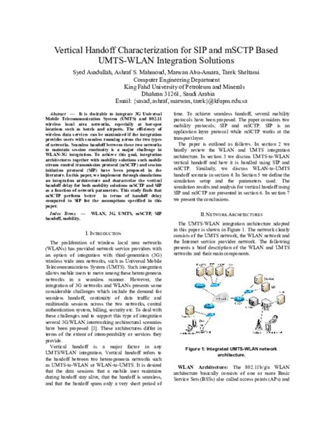 Pdf Vertical Handoff Characterization For Sip And Msctp Based Umts