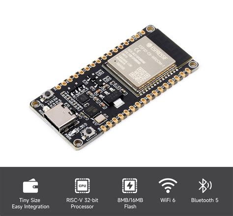 ESP32 C6 Microcontroller WiFi 6 Dev Board 160MHz ESP32 C6 WROOM 1 N8 Module WS 25723