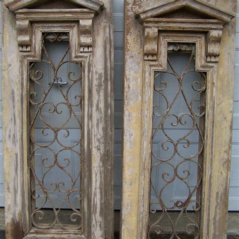 Antique Pediment Windows With Iron Panels Circa 1920 Schippy Carved