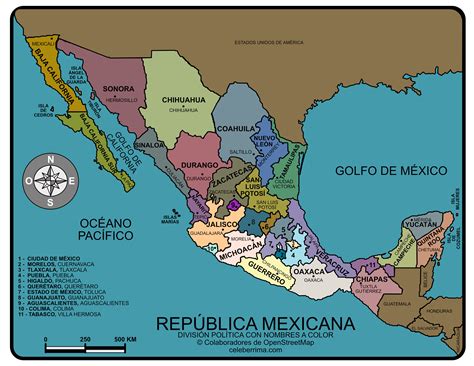 Mapa República Mexicana Con Nombres Rarbl