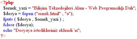 php ile dosyaya veri yazımı