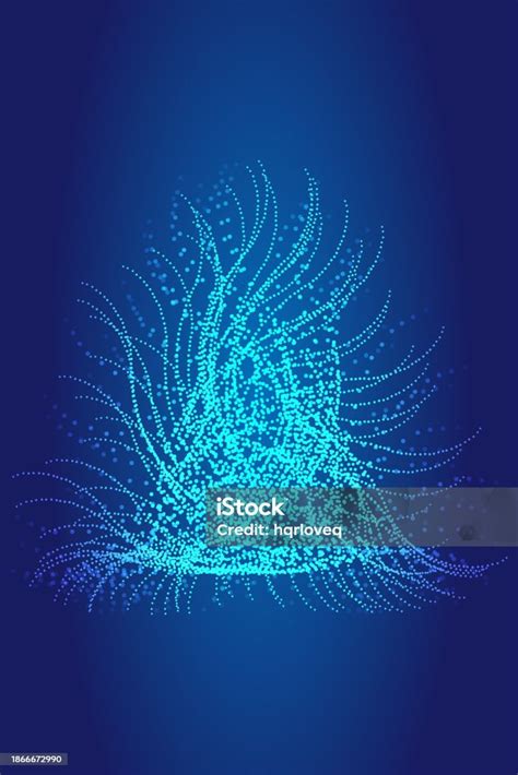 3d Abstract Particle Line Graphics Technology Vector Poster Background Stock Illustration