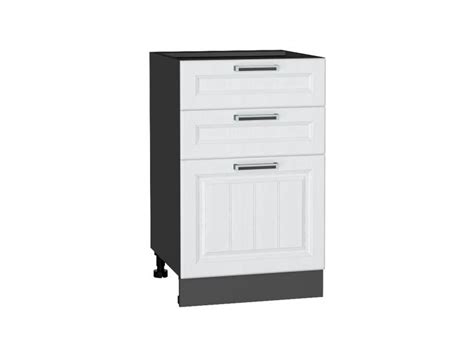 Шкаф нижний с 3 мя ящиками Прага 500 Белое дерево Graphite купить в «vivat