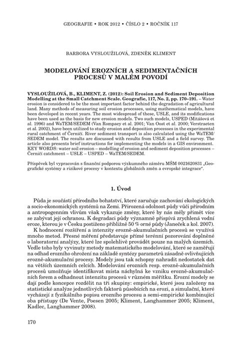 PDF Soil Erosion And Sediment Deposition Modelling At The Small Catchment Scale