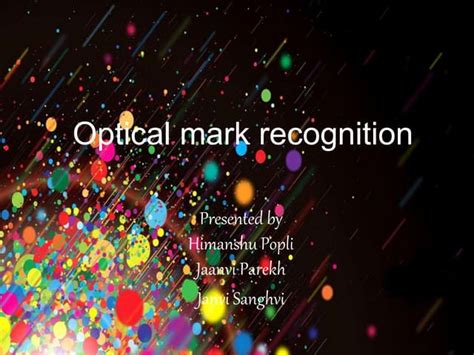 Optical Mark Recognition Pptx Technology And Computing