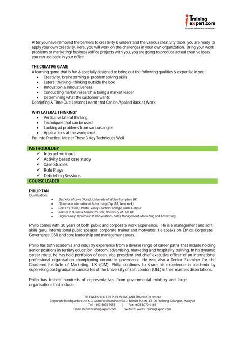 Creativity Critical Thinking Problem Solving Skills Public Program Course Brochure Pdf