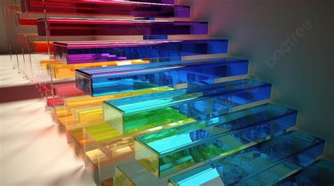 놀라운 3d 렌더의 생생한 유리 계단 무지개 추상 무지개 그라데이션 빨간색 그라데이션 배경 일러스트 및 사진 무료 다운로드 Pngtree