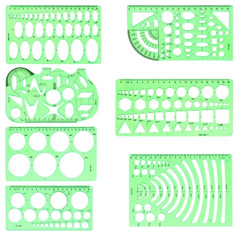 Senseyo 7 Pack Drawings Templates Stencil Circle Template For Geometric Drawing Stencils