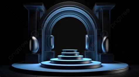 조명과 계단이 있는 그랜드 아치 밑의 배경을 3d 렌더링 디스플레이 또는 쇼케이스를 위한 3d 제품 단계 고화질 사진 사진 배경 일러스트 및 사진 무료 다운로드