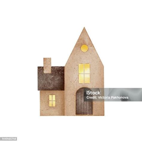 크리스마스 귀여운 집 스칸디나비아 마을 요소 겨울 도시 풍경 흰색 배경에 격리된 수채화 그림 카드 인쇄물 스크랩북에 대한 새해 휴가 디자인 아늑한에 대한 스톡 벡터 아트 및