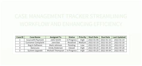 Case Management Template Excel