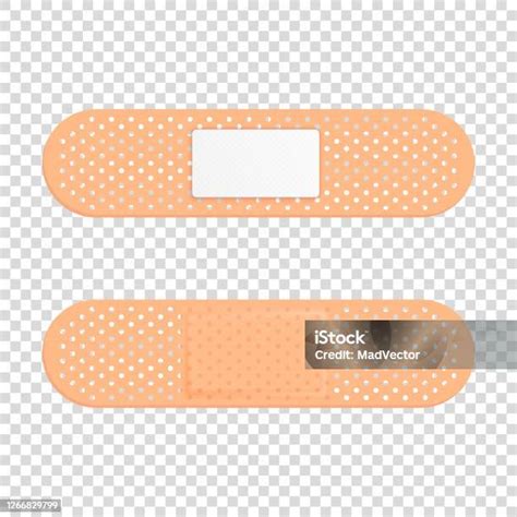 벡터 3d 사실적인 의료 패치 아이콘은 투명 배경에 격리 된 클로즈업을 설정합니다 디자인 템플릿 접착제 붕대 탄성 의료 석고 맨 위 보기 3차원 형태에 대한 스톡 벡터 아트