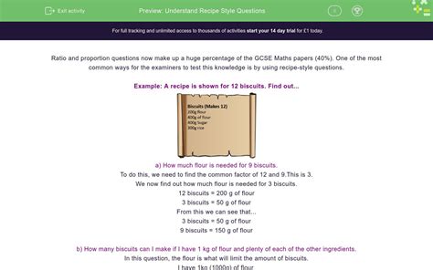 Understand Recipe Style Questions Worksheet Edplace
