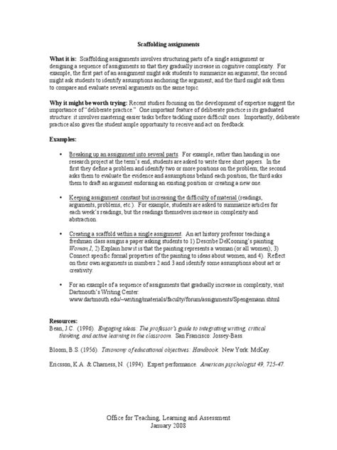 Scaffolding Assignments Pdf