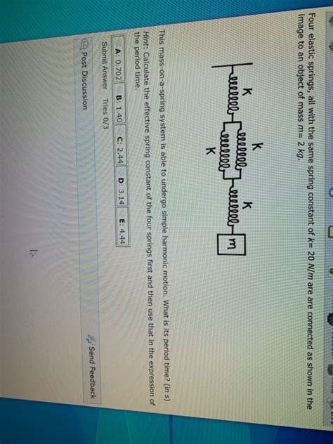 Solved Four Elastic Springs All With The Same Spring