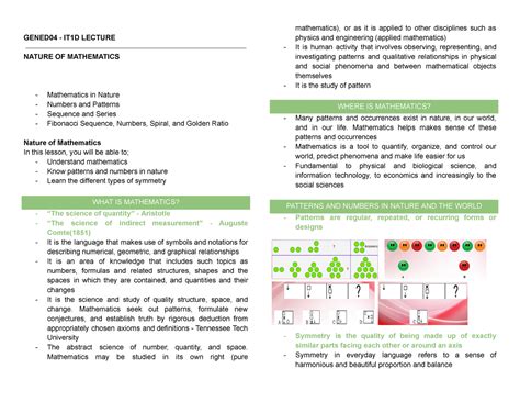 Nature Of Mathematics St Year Lecture GENED IT D LECTURE NATURE OF MATHEMATICS