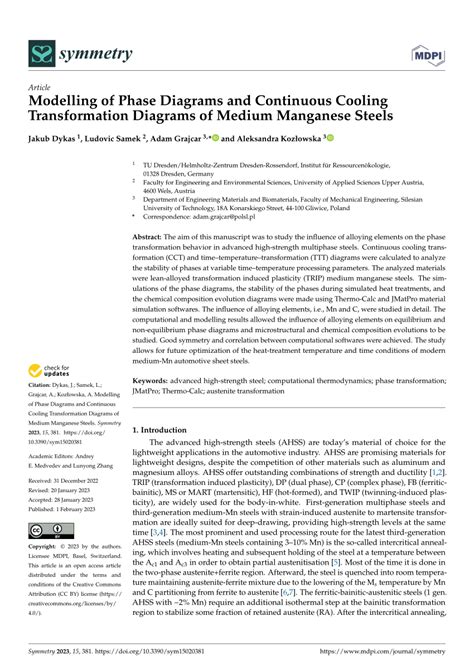 Pdf Modelling Of Phase Diagrams And Continuous Cooling Transformation Diagrams Of Medium
