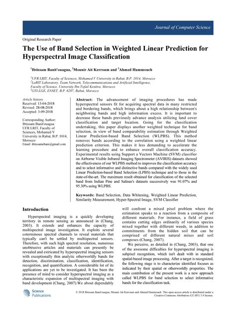 pdf the use of band selection in weighted linear prediction for
