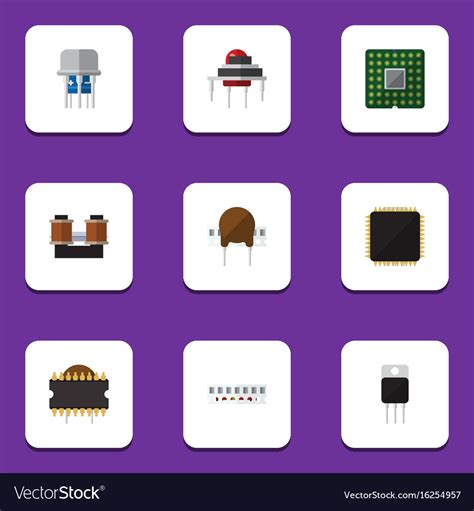 Flat Icon Appliance Set Cpu Microprocessor Vector Image