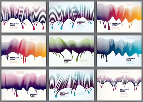 Premium Vector Lined Vector Wave Backgrounds Fluid Flow Set 3d Dynamic Stripes Motion Art