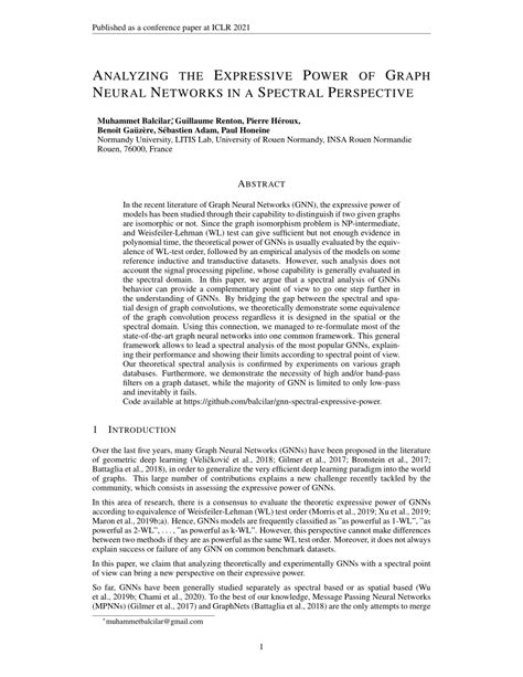 Pdf Analyzing The Expressive Power Of Graph Neural Networks In A Spectral Perspective