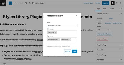 Save Full Wordpress Page As Block Pattern Block Styles