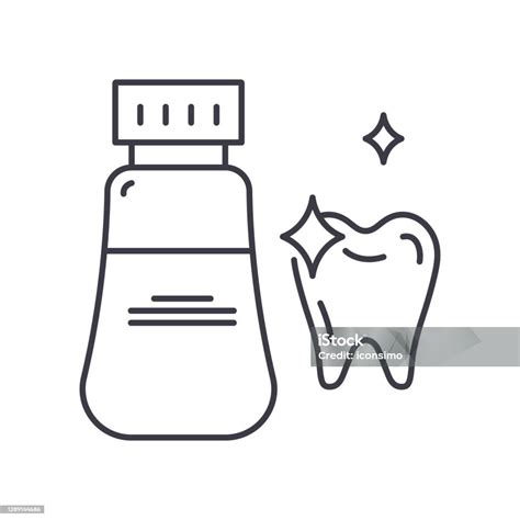 구강 세정제 솔루션 아이콘 선형 절연 일러스트레이션 얇은 선 벡터 웹 디자인 기호 흰색 배경에 편집 가능한 스트로크가 있는 개요