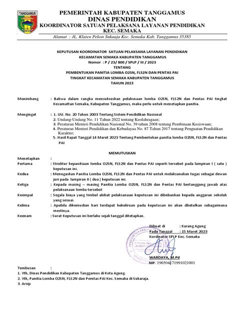 Sk Panitia O2sn Fls2n Pentas Pai 2023 Fix Pdf