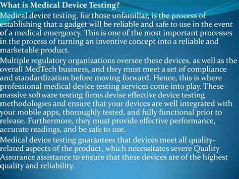 The Critical Role Of Qa In Medical Device Testing Pdf