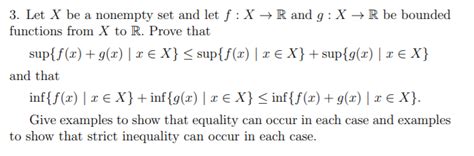 Solved 3. Let X be a nonempty set and let f :X + R and g:X + | Chegg.com