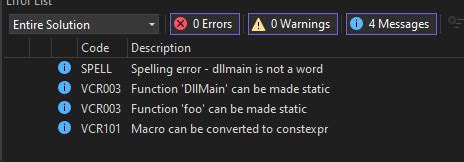 C How To Work Around VS Can Be Made Static Warning Stack Overflow