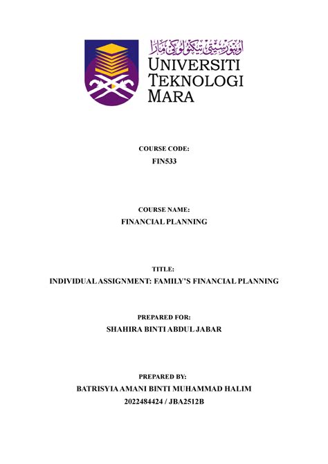 amani individual assignment course code fin course name financial