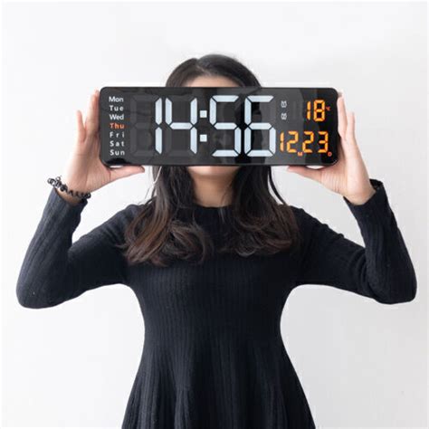 Large Led Digital Wall Clock Temperature Date Day Display Usb Remote Control Ebay