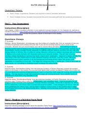 Nutassignment3 Docx NUTR 206 Assignment Question Types Part 1 Essay 3 Questions Babes