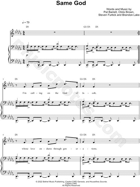 Elevation Worship Same God Sheet Music In Db Major Transposable