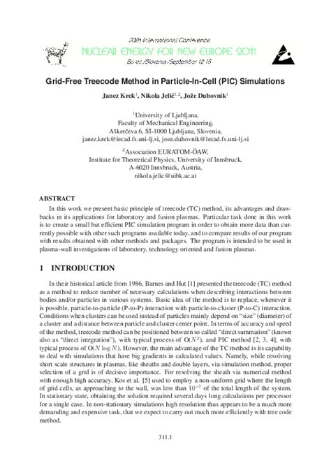 Pdf Grid Free Treecode Method In Particle In Cell Pic Simulations