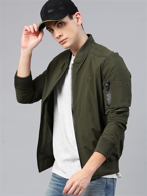 Hrx By Hrithik Roshan Men Olive Green Solid Active Bomber Jacket