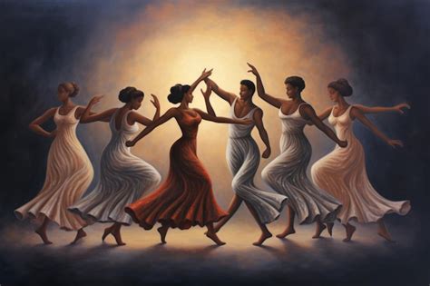 Premium Ai Image Graceful Moonlit Dancers Moving In Perfect Synchrony With The Celestial