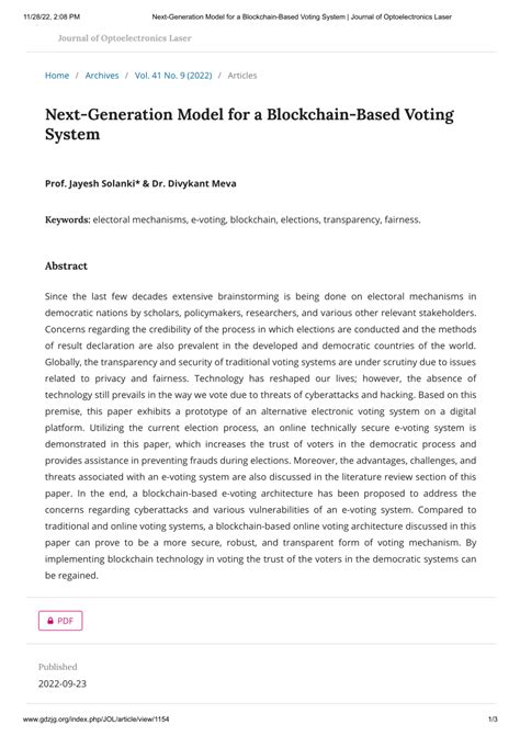 Pdf Next Generation Model For A Blockchain Based Voting System