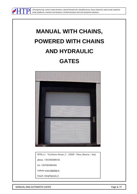 Pdf Manual With Chains Powered With Chains And Hydraulic Gates