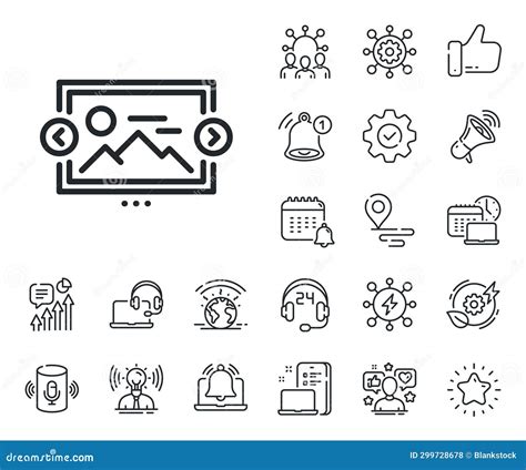 Image Carousel Line Icon Photo Thumbnail Sign Place Location Technology And Smart Speaker