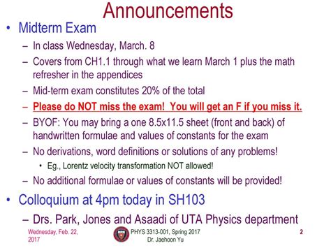 Phys 3313 Section 001 Lecture 11 Ppt Download