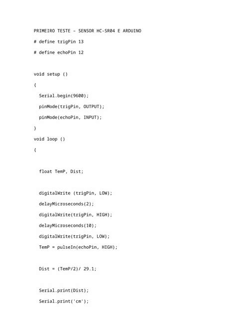 Docx Primeiro Teste Sensor Hc Sr04 E Dokumentips