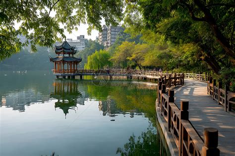 观山湖公园的亭子和湖泊高清图片下载 正版图片602334804 摄图网