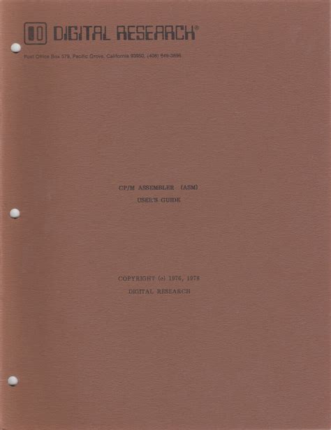 CP M Assembler ASM User S Guide Manual Computing History