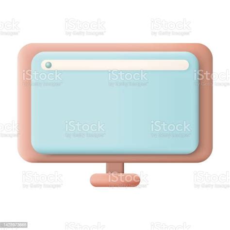 흰색 배경에 컴퓨터 화면 3d 아이콘 벡터 일러스트 레이 션 빈 디스플레이 모형 Pc 모니터 0명에 대한 스톡 벡터 아트 및